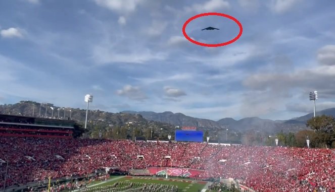 B-2 Stealth Bomber Flies Over Pasadena Rose Bowl Parade on New Year’s ...