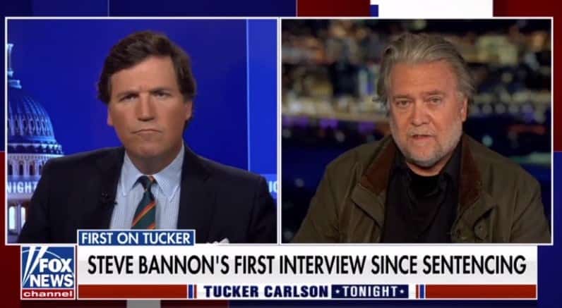 Steve Bannon in First Interview Following Sentencing Tells Tucker ...
