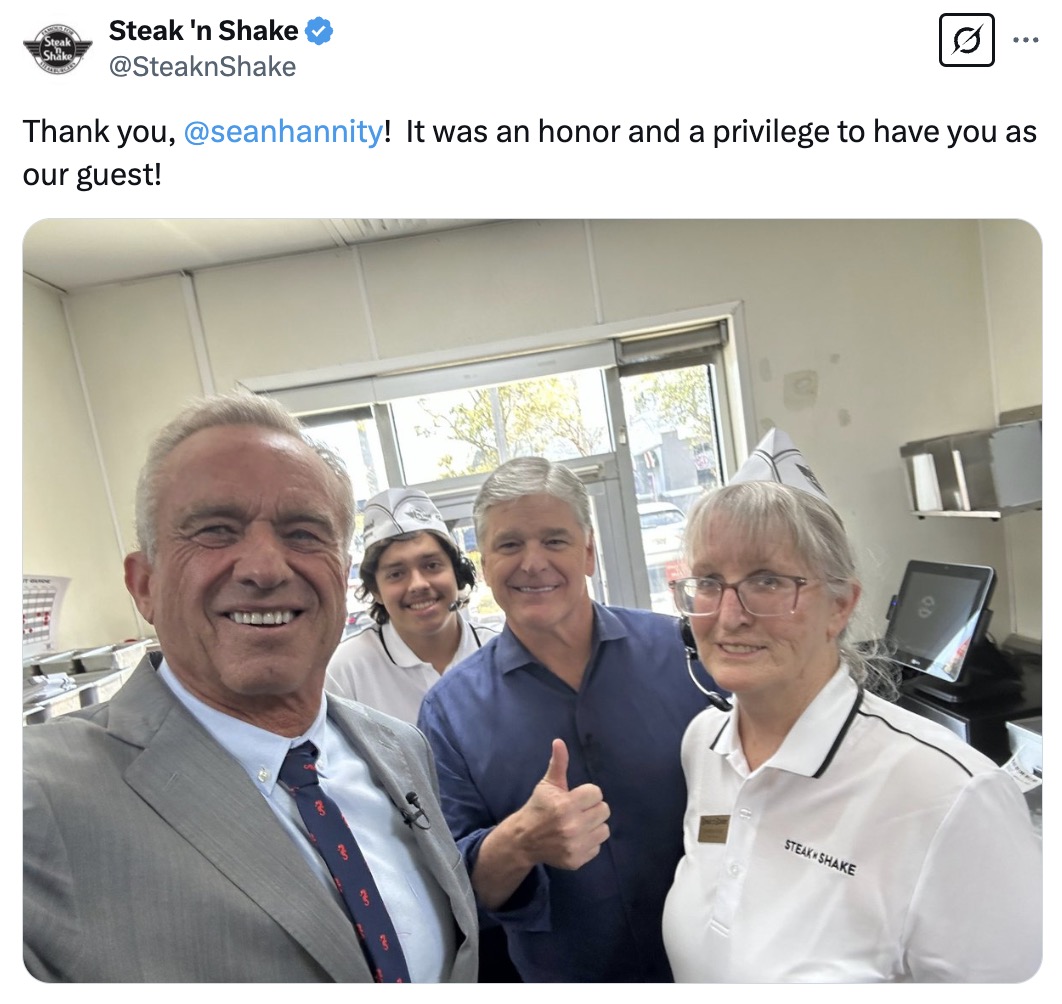 RFK Jr. Eats Steak ‘n Shake on Live TV — Celebrates Fast Food Chain’s ...