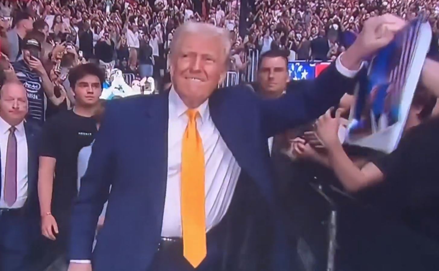 AMAZING! Trump Enters UFC 314 with Grandkids, Elon Musk, Dana White ...