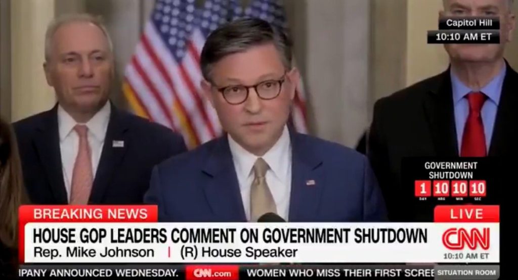 CNN CUTS OFF Speaker Johnson as He Attacks Democrats For Shutting Down ...